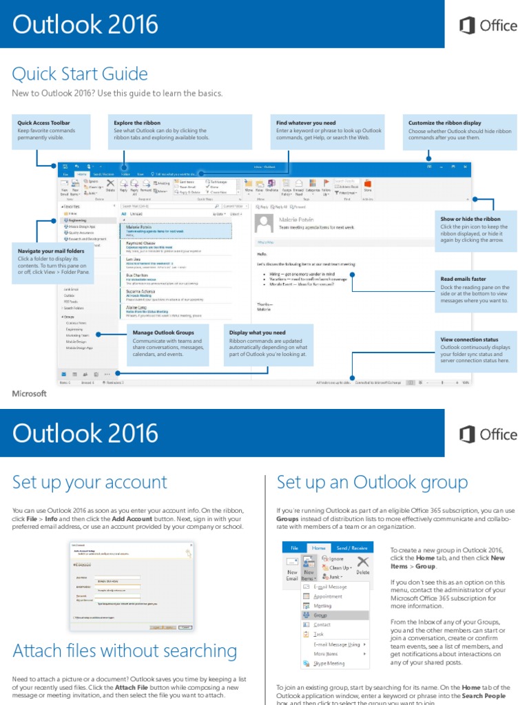 Outlook 2016: Quick Start Guide | PDF | Microsoft Outlook | Software