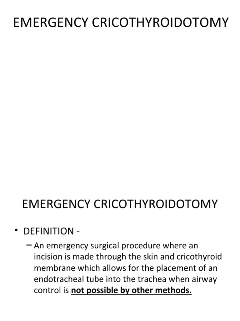 Cricothyroidotomy | PDF | Surgery | First Aid