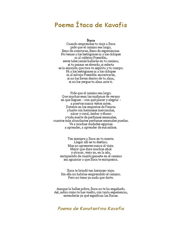 Poema Ítaca de Kavafis | PDF