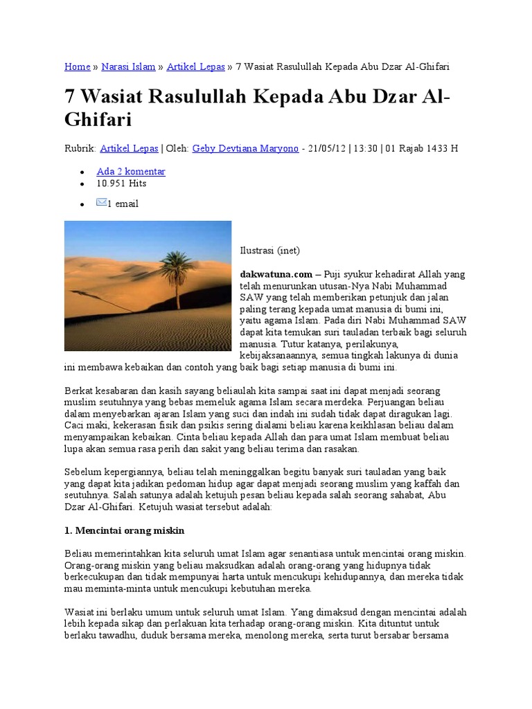 7 Wasiat Nabi Muhammad untuk Umat | PDF | Agama & Spiritualitas