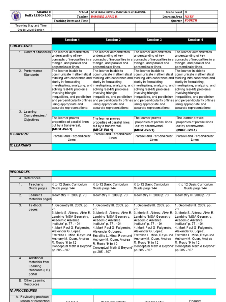 Math 8 DLL 4th Quarter Week 4 LC 51 | PDF | Learning | Teaching Method