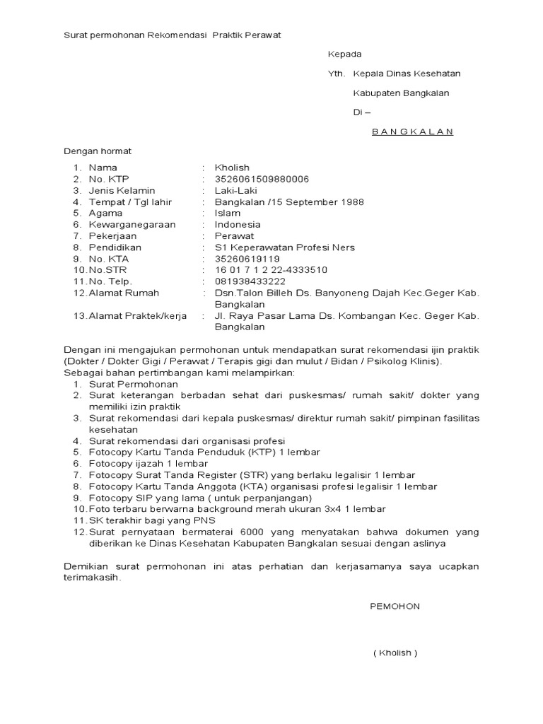 Form Surat Permohonan SIPP1&2 | PDF