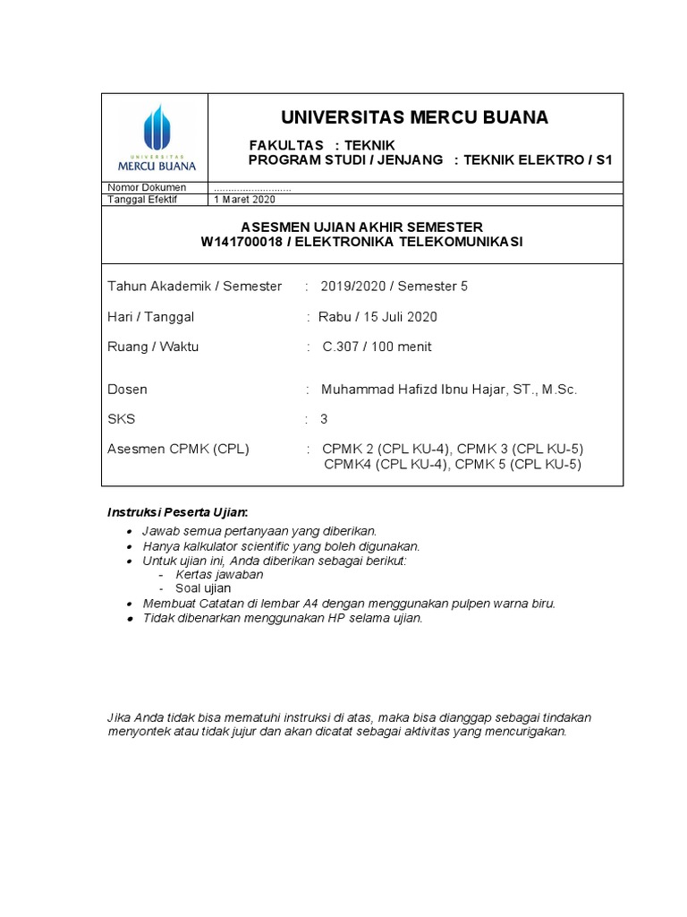 TEMPLATE Soal UAS | PDF