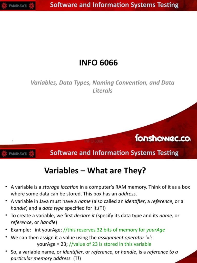 INFO 6066 - Intro To Java Data Types and Creating Java Programs | PDF ...