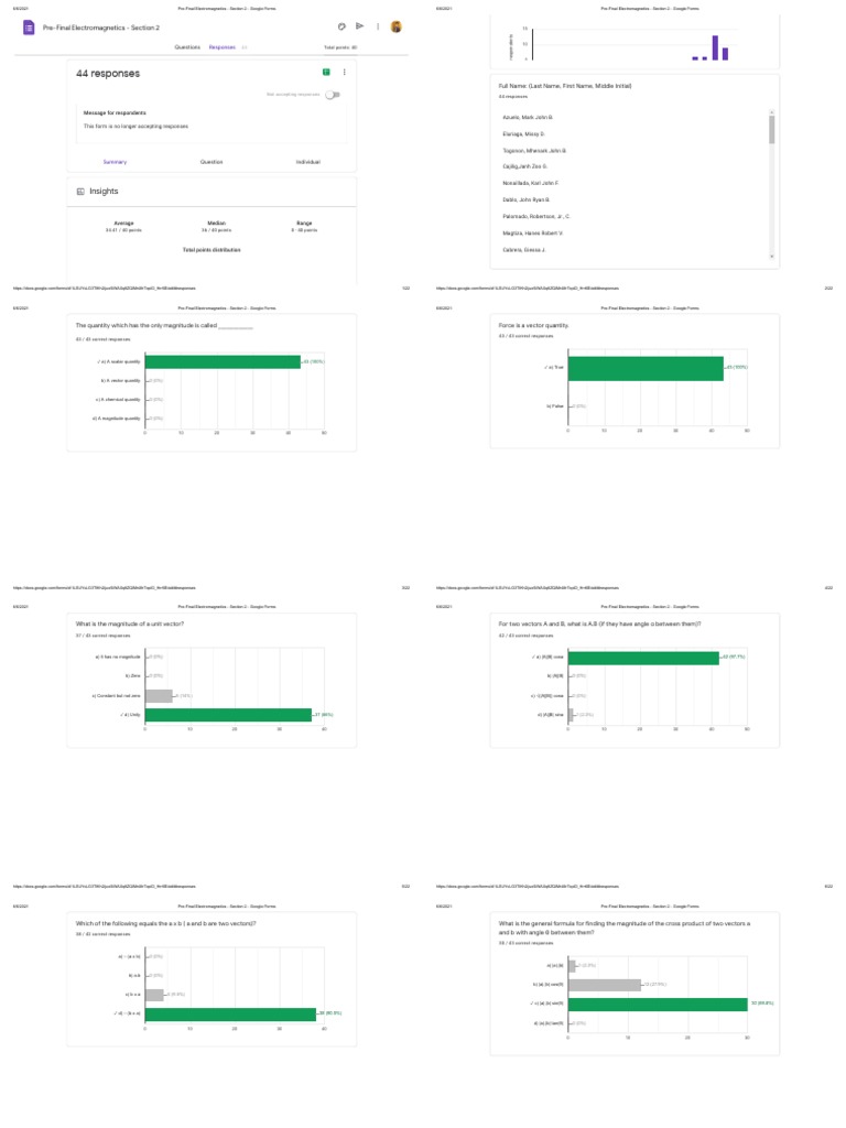Pre-Final Electromagnetics - Section 2 - Google Forms | PDF | Flux ...