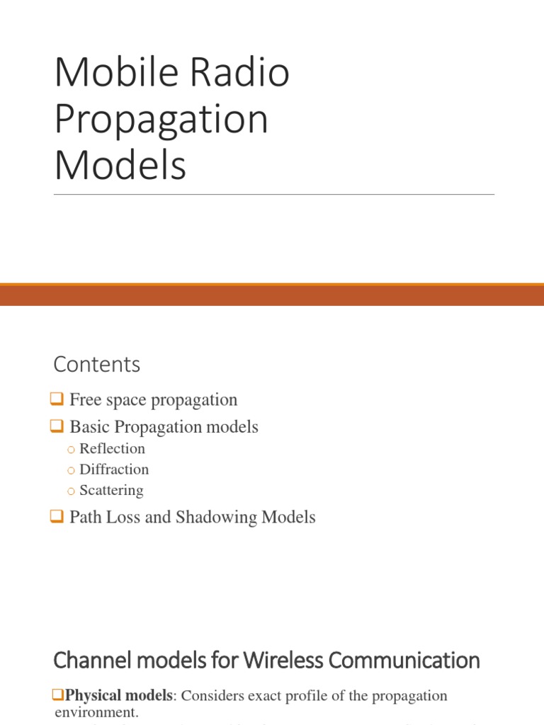 Unit-1 - Propogation Models | PDF | Radio Propagation | Transmission Medium