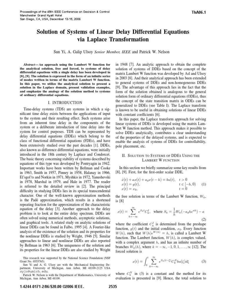 Solution of Systems of Linear Delay Differential Equations Via Laplace ...