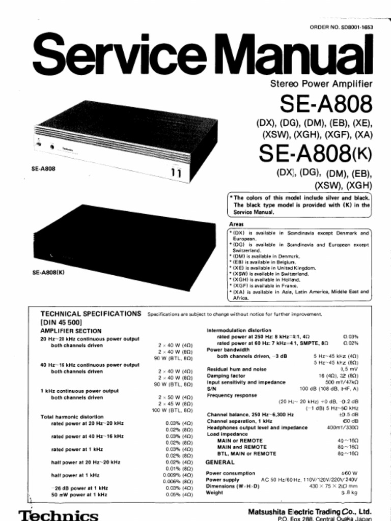 Hfe Technics Se-A808 Service | PDF
