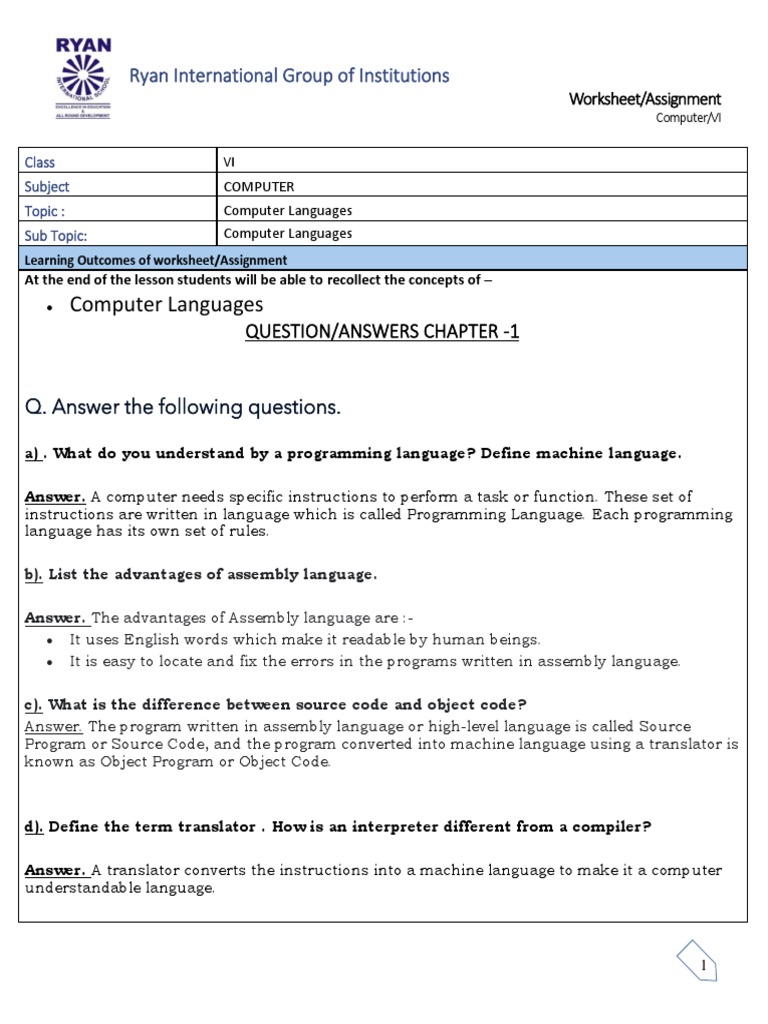 Computer CHAPTER-1 QnA - Docx Class6 | Download Free PDF | Programming ...