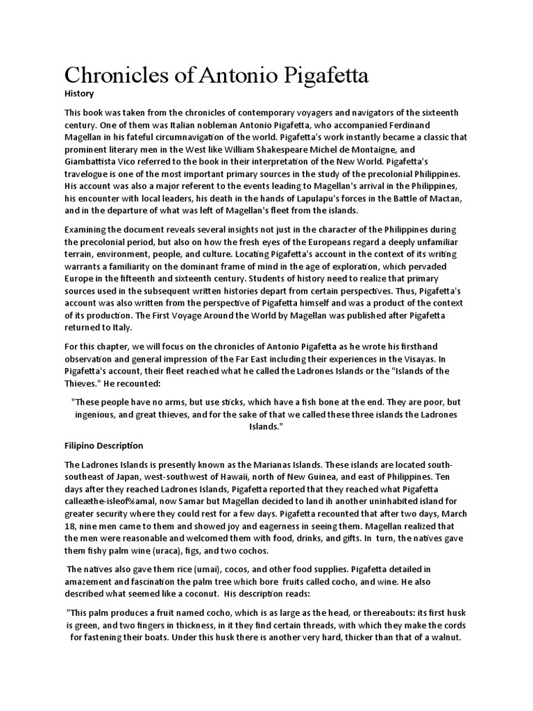 GUIDE 4 Chronicles of Antonio Pigafetta | PDF | Mariana Islands