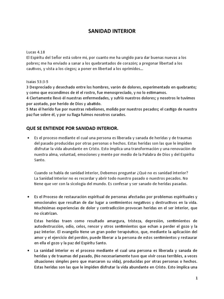 Sanidad Interior | PDF | Las emociones | Pecado