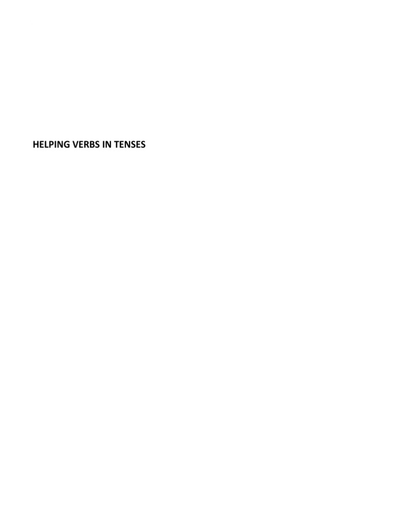 Helping Verbs in Tenses | Download Free PDF | Grammatical Tense ...