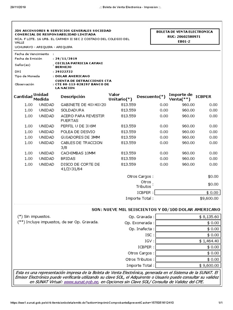 Boleta de Venta Electronica - Impresion - EB01-2 | PDF | Moneda | Mercado de divisas