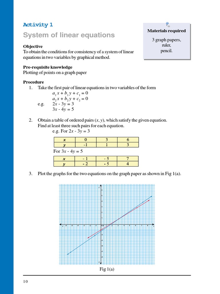 System of Linear Equations: Activity 1 | PDF | System Of Linear ...