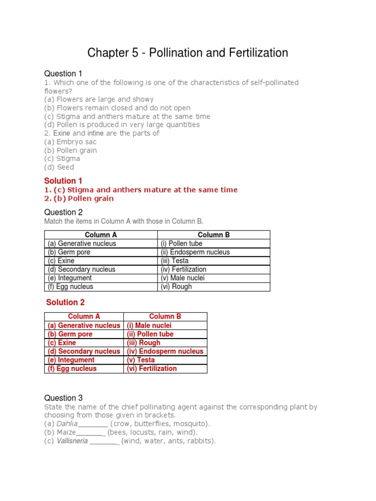 ICSE Class 9 Chapter 5 - Pollination & Fertilizations Back Excerise ...