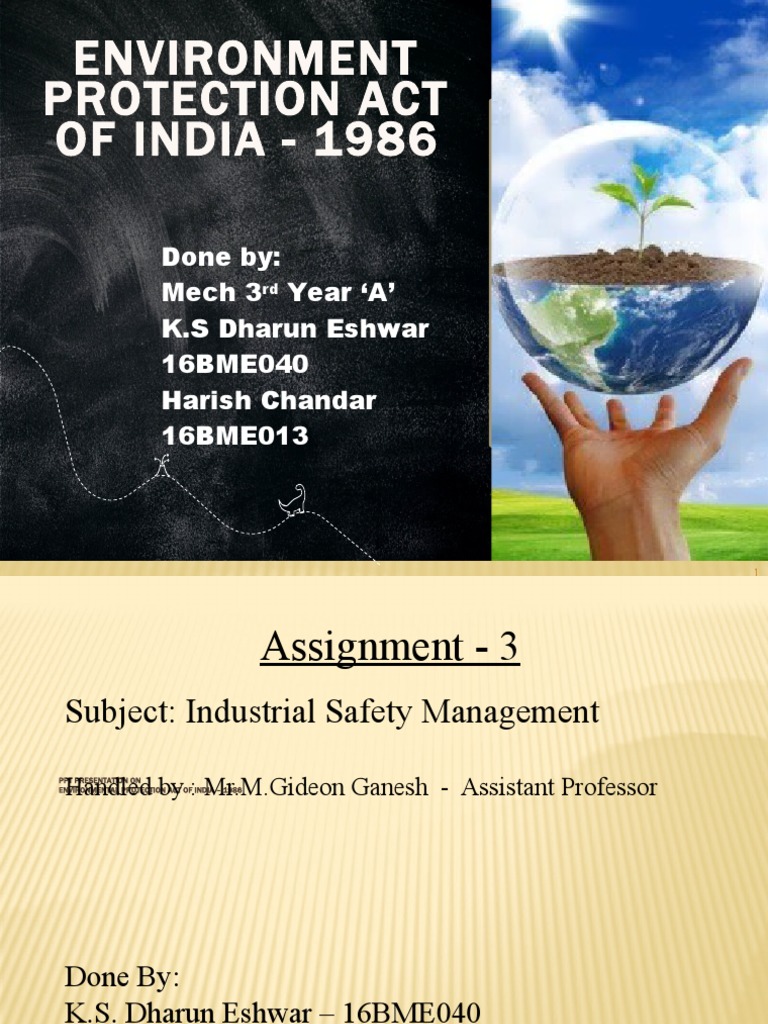 BRIEF ON ENVIRONMENT PROTECTION ACT OF INDIA | PDF | Pollution ...