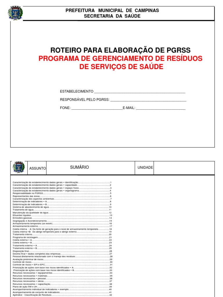 Elaboração do PGRSS em Saúde | PDF | Desperdício | Reciclagem