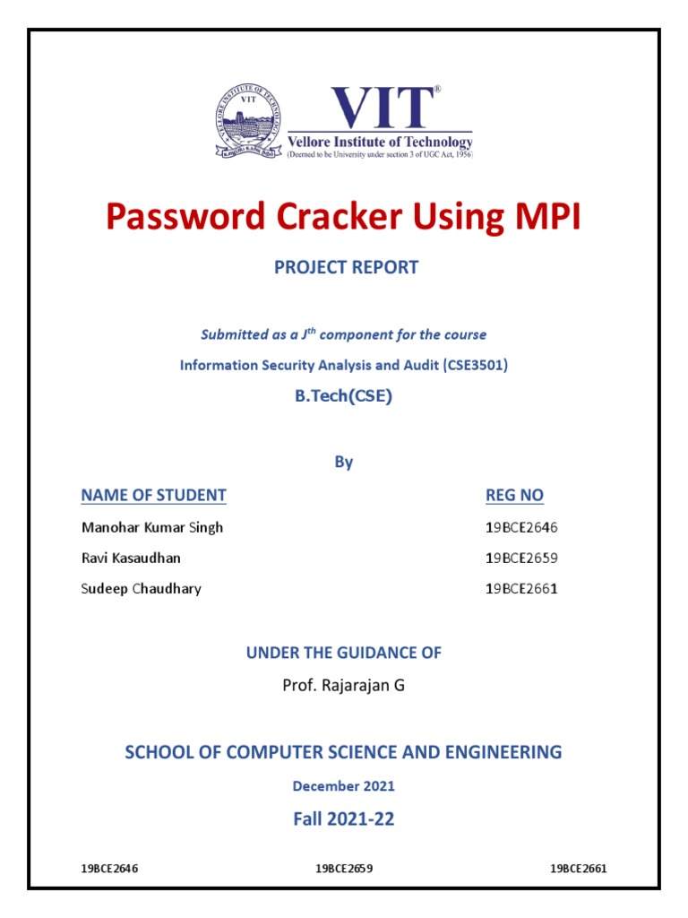 Password Cracker Using MPI: Project Report | PDF | Password | Espionage ...