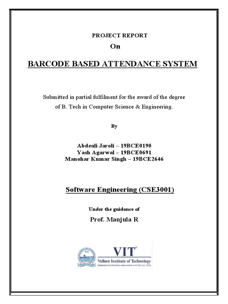 Barcode Based Attendance System: Project Report | PDF | Android ...