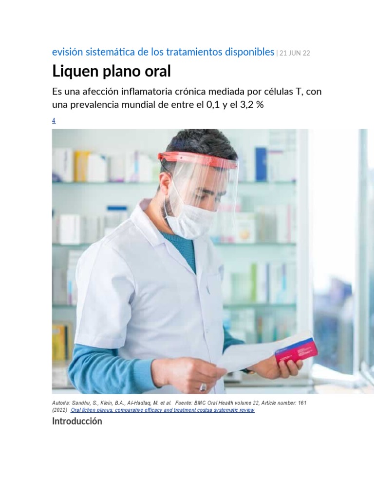 Liquen Plano Oral | PDF | Medicamentos con receta | Ensayo clínico