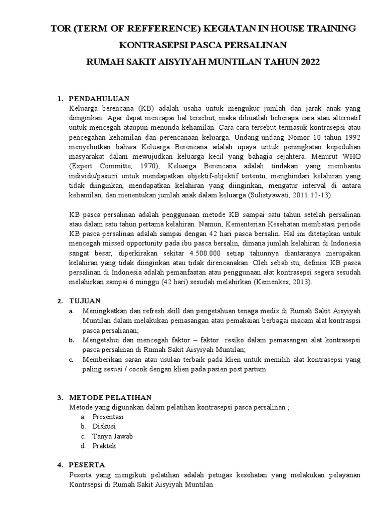 Pelatihan KB Pasca Persalinan | PDF