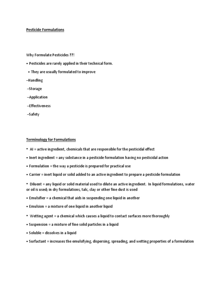 Pesticide Formulations | PDF | Emulsion | Pharmaceutical Formulation