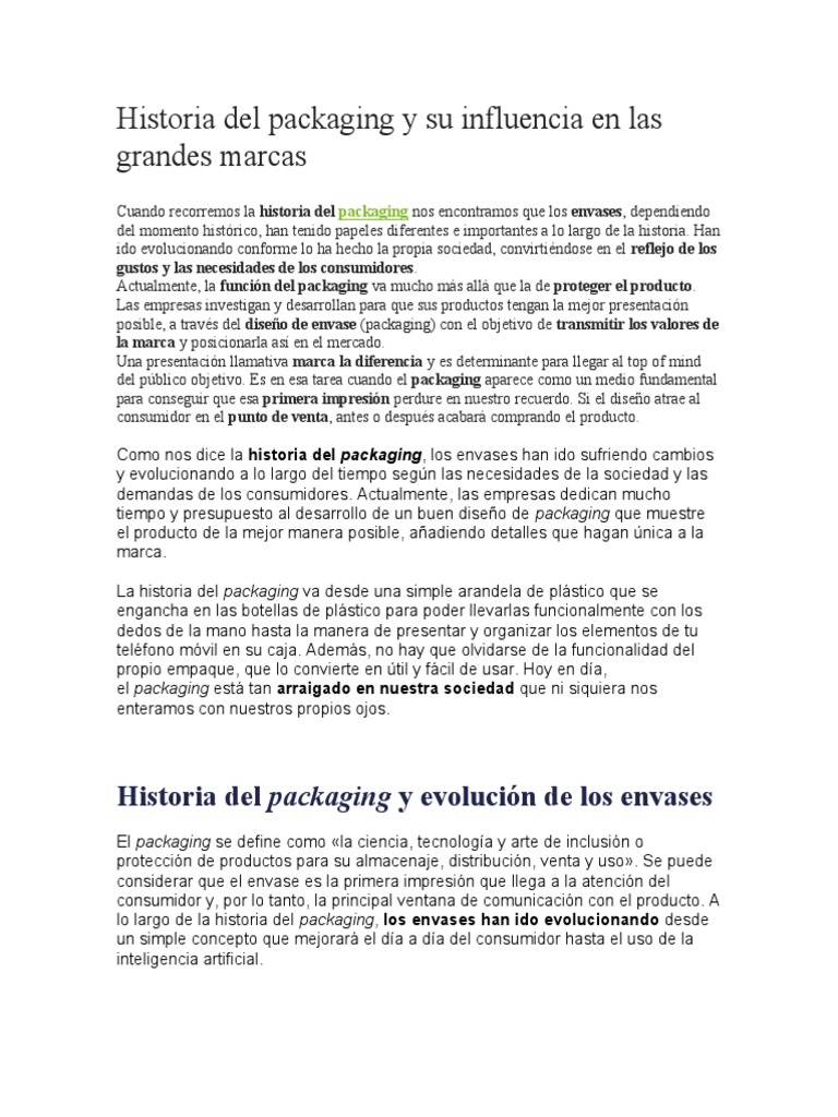 Historia Del Packaging y Su Influencia en Las Grandes Marcas | PDF ...