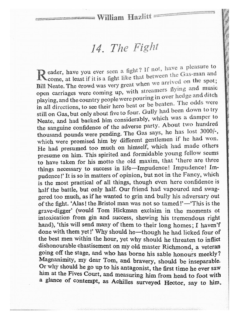 Sem-5 The Fight - Essay - Comp. English | PDF