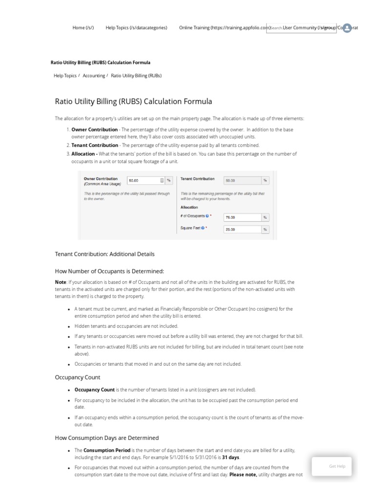 Ratio Utility Billing (RUBS) Calculation Formula | PDF | Utility | Economies