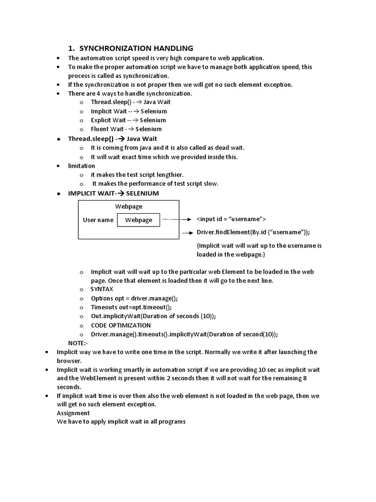2.5 Synchronization Handling | PDF | Selenium (Software) | Scripting ...