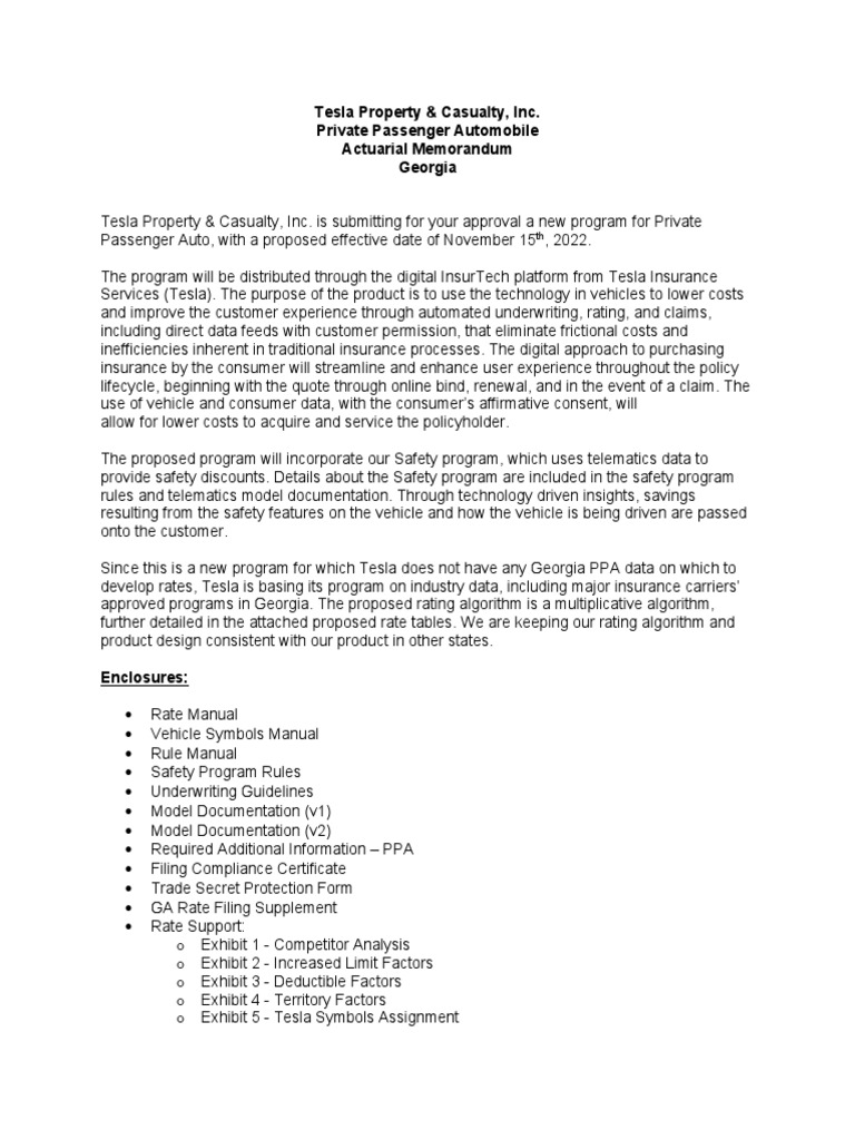 GA Actuarial Memo | Download Free PDF | Insurance | Service Industries