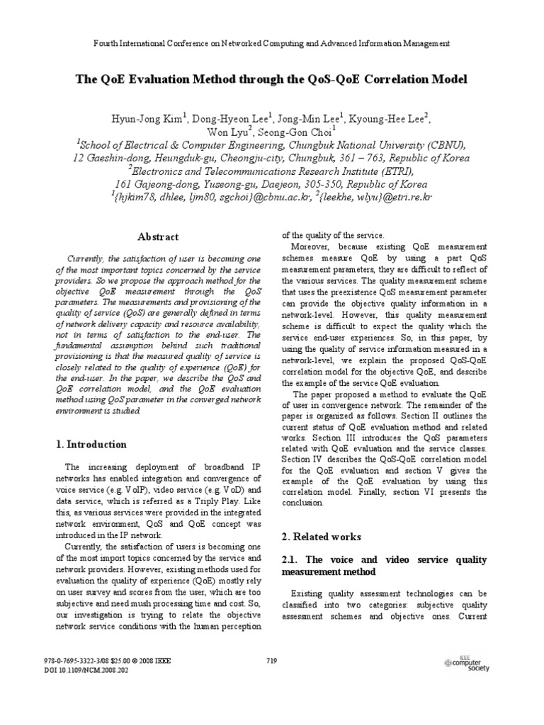 QoS-QoE Correlation Model | PDF | Quality Of Service | Voice Over Ip