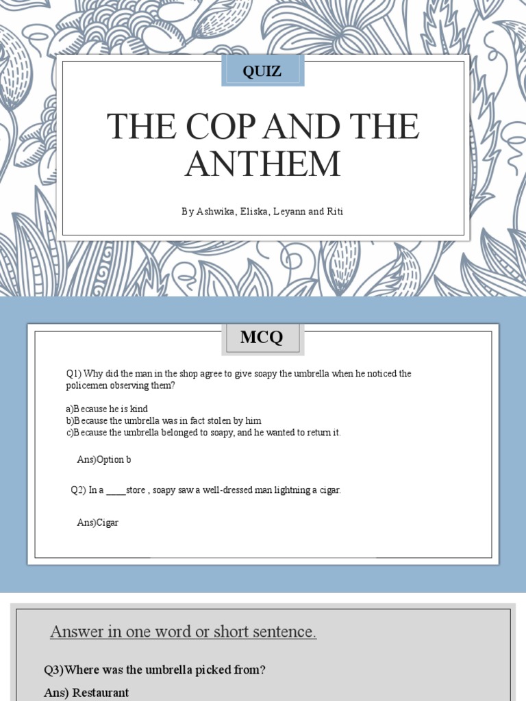 The Cop and The Anthem | PDF | Mystery, Thriller & Crime Fiction