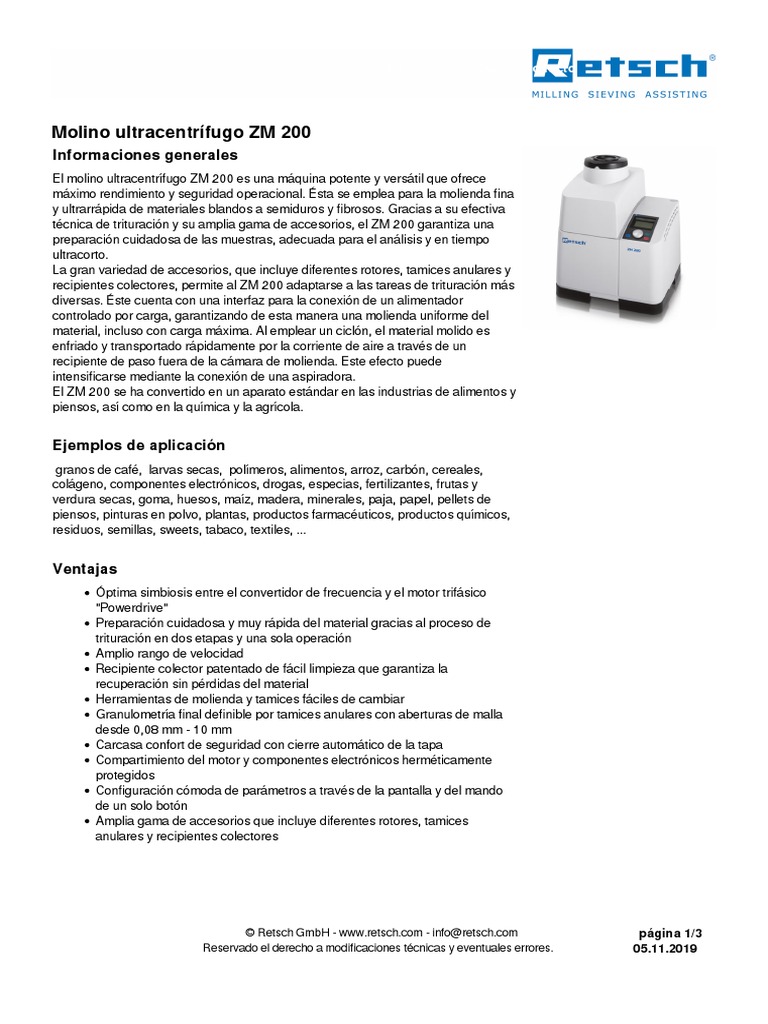 Molino ZM 200 | PDF | Cereales | Acero
