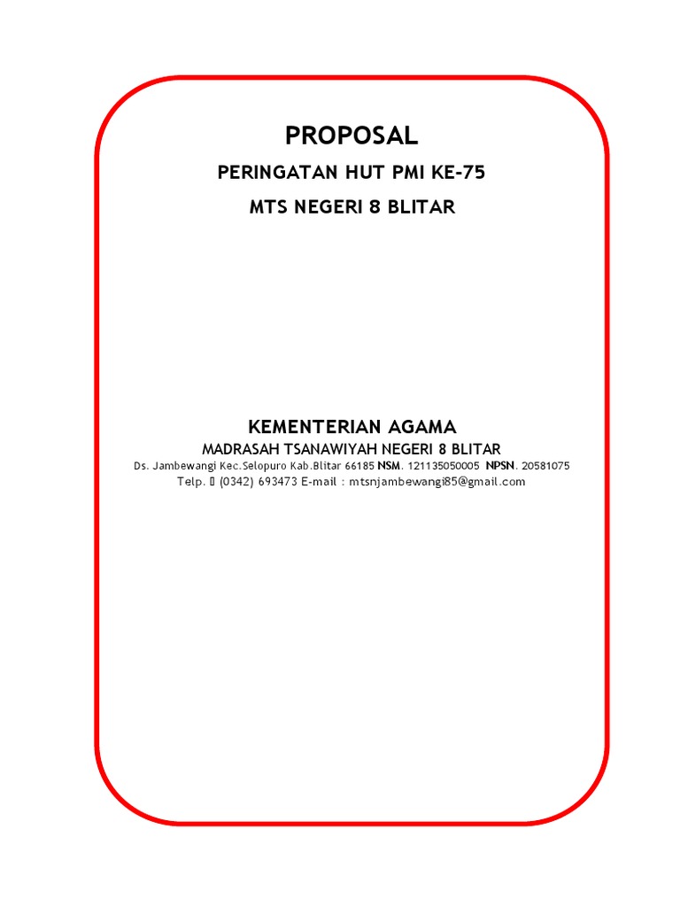 Proposal Pinang Arum HUT PMI 2020 | PDF