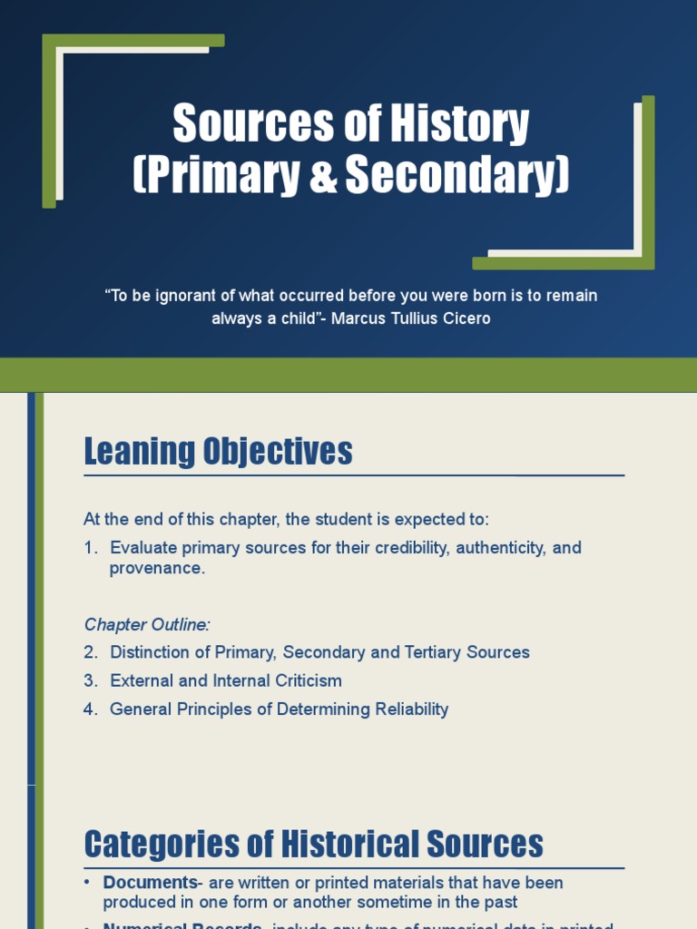 Sources of History (Primary & Secondary) | PDF | Interview | Drawing