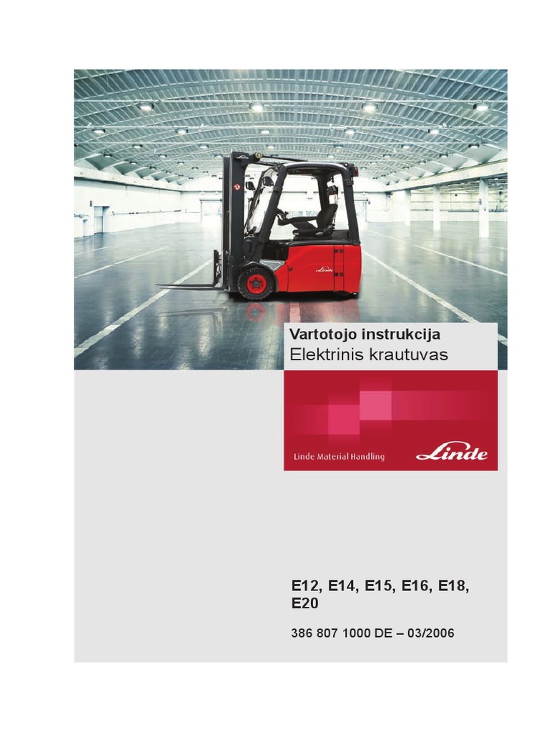 Linde E16 Vartotojo Vadovas | PDF
