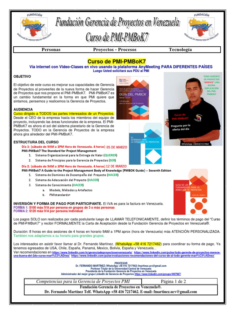 6 Curso De Gerencia De Proyectos Pmi Pmbok7 Banesco Pdf Venezuela