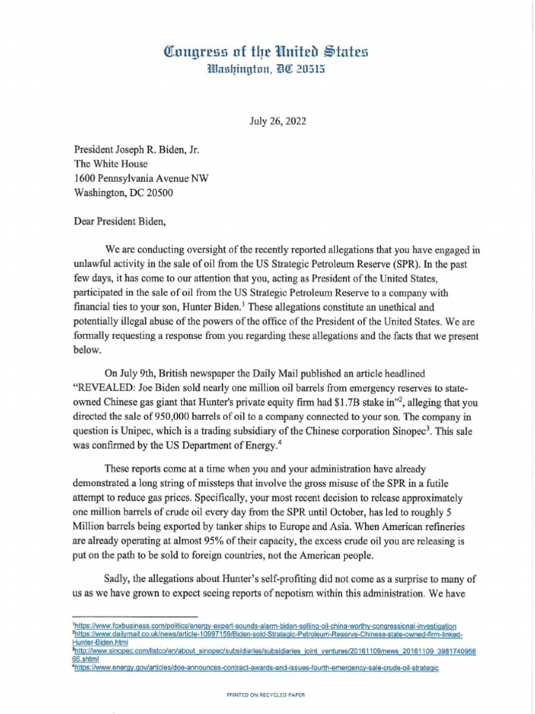 Allegations of Biden's Oil Sale Misconduct | PDF | Petroleum