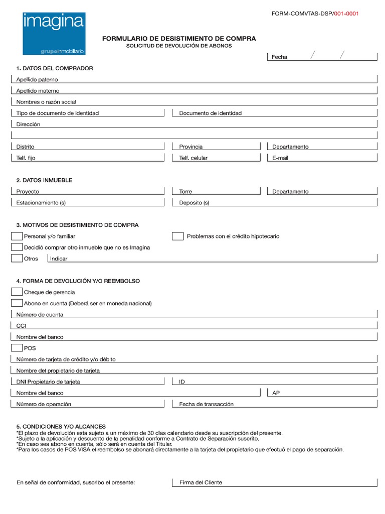 Formulario de Desistimiento | PDF