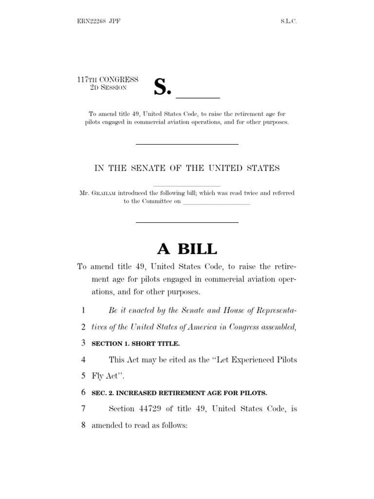 Let Experienced Pilots Fly Act | PDF | United States Code | United ...