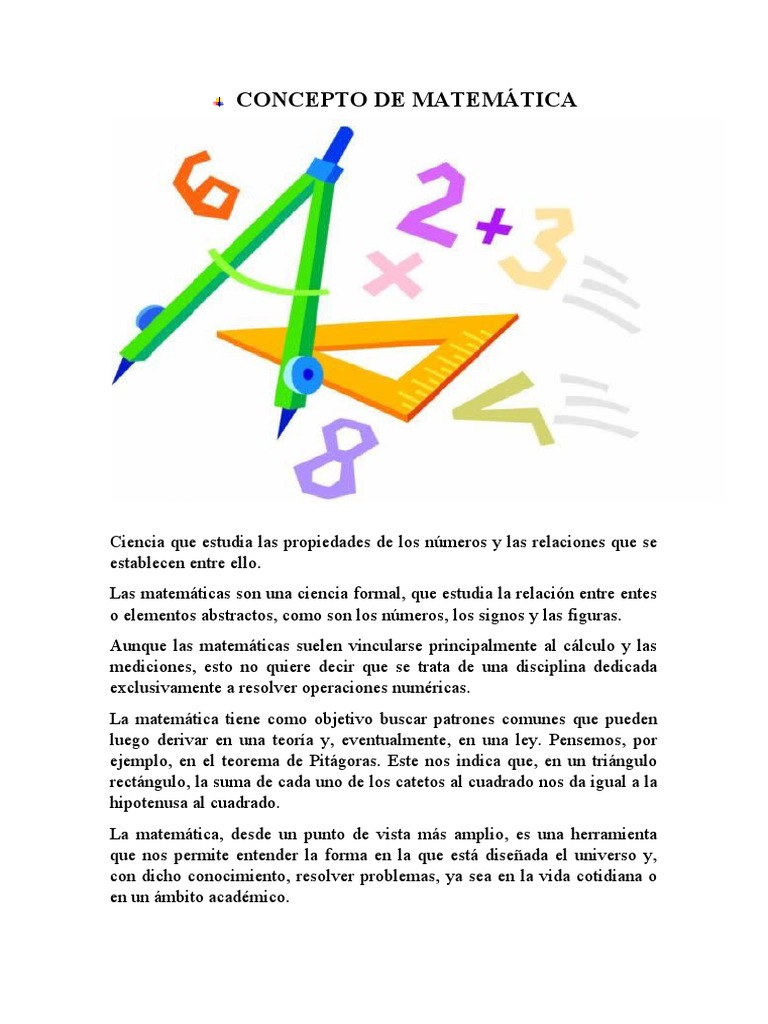 Concepto de Matemática | PDF | Matemáticas | Álgebra