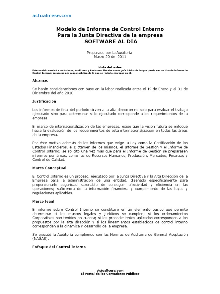 Control Interno Modelo Guia | PDF | Business | Contabilidad