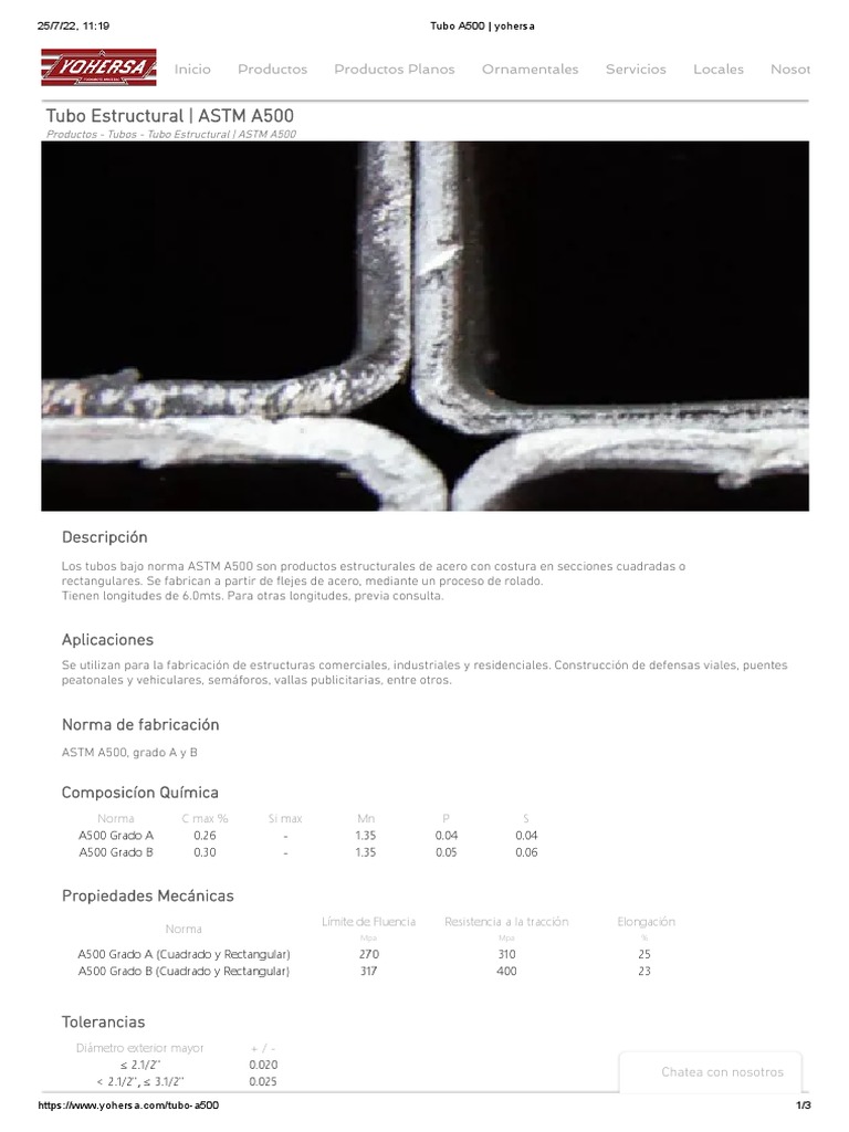 Perfil Hss Astm A500 GRB | PDF