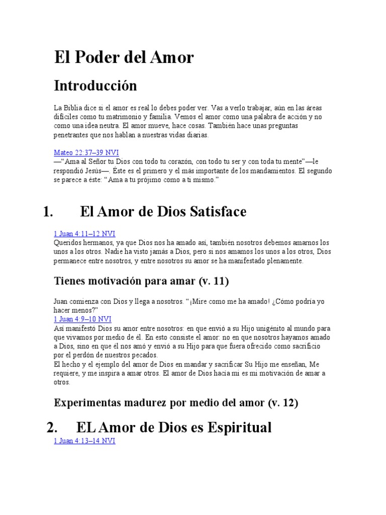 El Poder Del Amor | PDF | Amor | Primera epístola de Juan