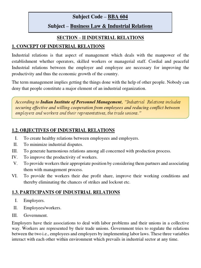 Industrial Relations Notes | PDF | Employment | Trade Union