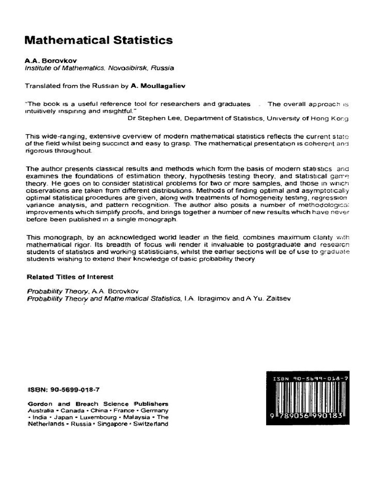 Borovkov A Mathematical Statistics | PDF