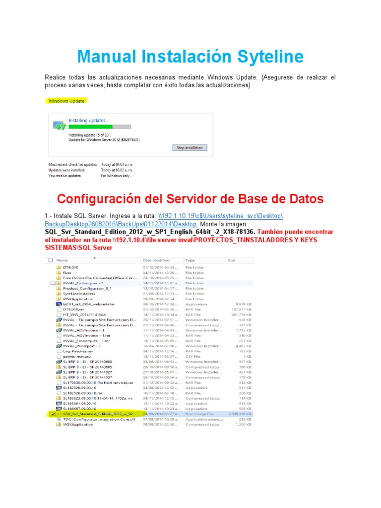 Instalacion Syteline | PDF | Servidor SQL de Microsoft | Ingeniería de ...