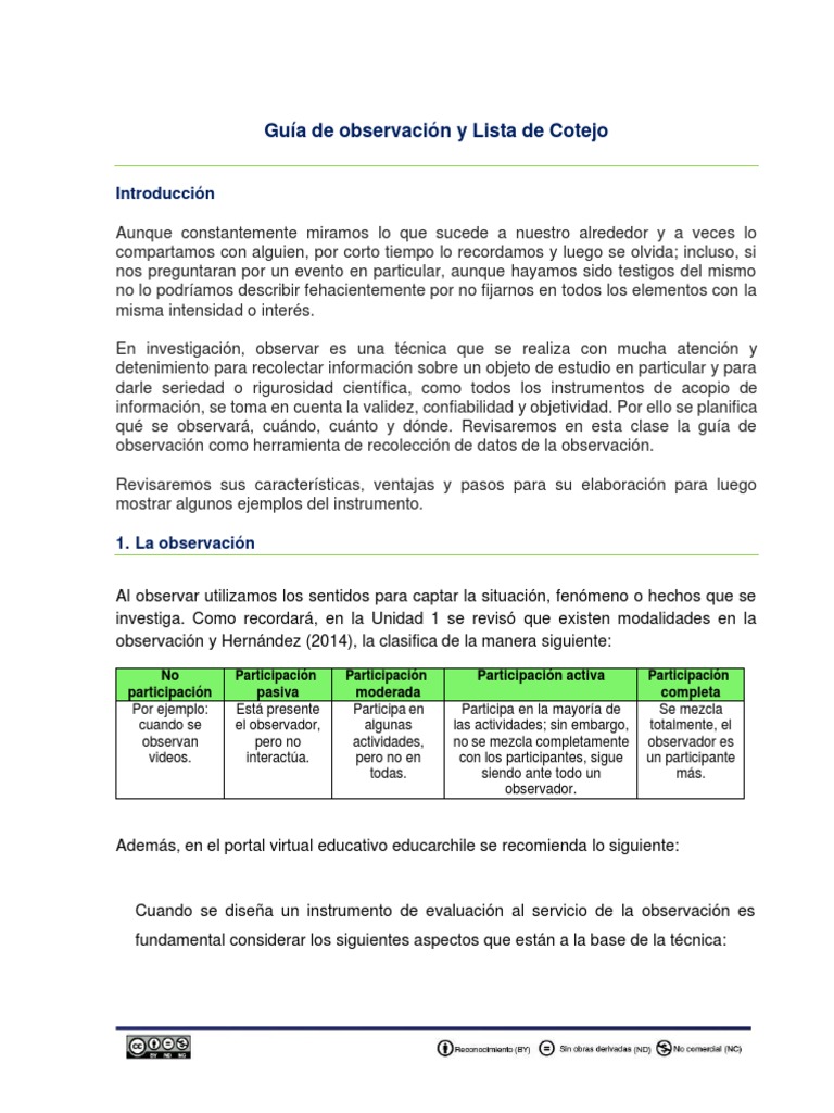 Guía de Observación y Lista de Cotejo | PDF | Observación | Escala Likert