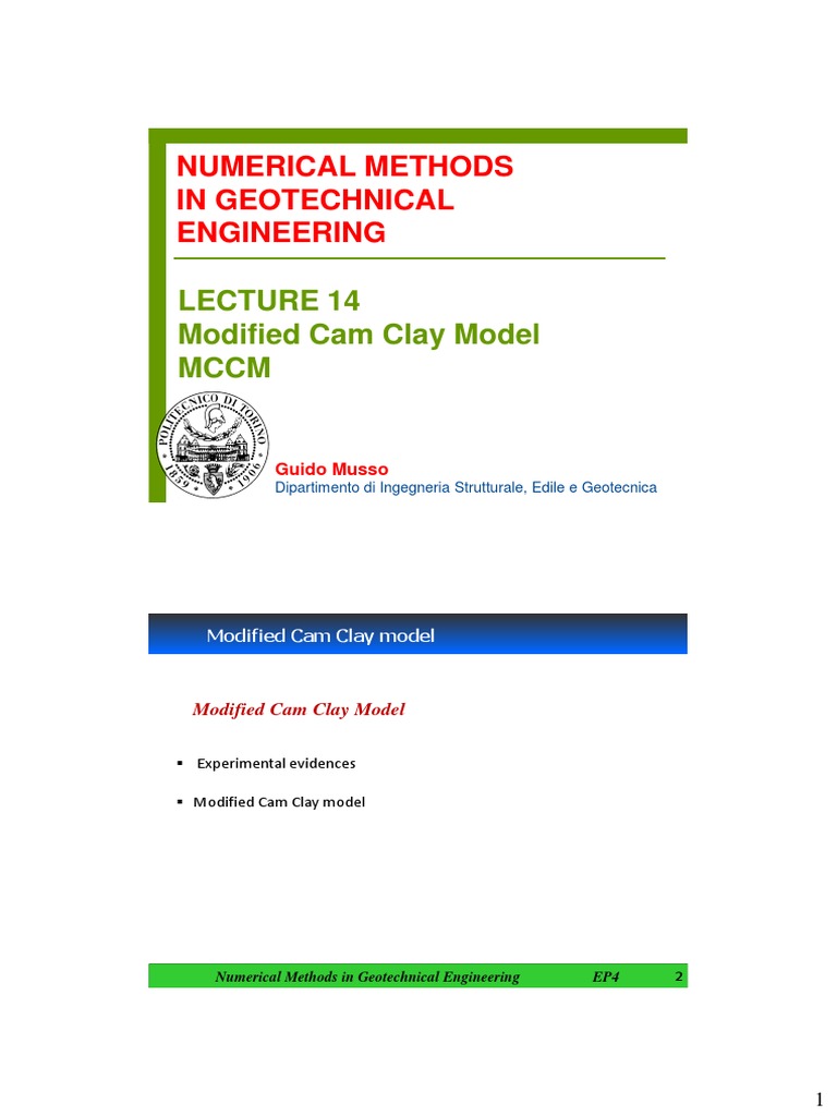 Modified Cam Clay Modell (MCCM) | PDF | Plasticity (Physics ...